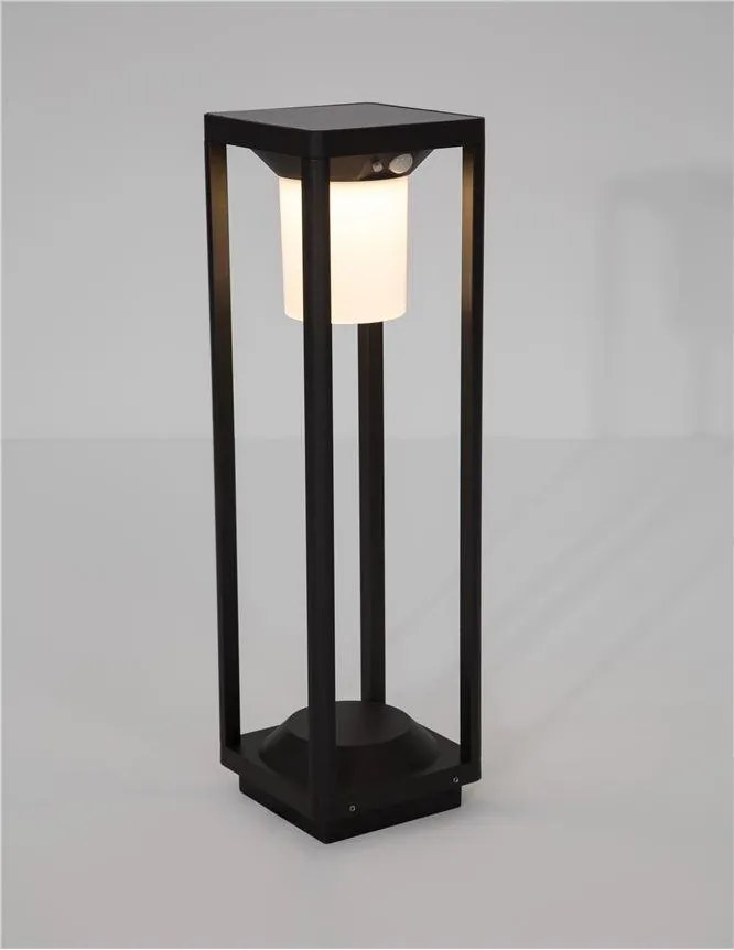 NV 9120622 Venkovní sloupkové svítidlo LOVETO antracitový hliník a akrylový difuzor LED 1.5W 3000K 3.7V 125st. IP65 solární / vypínač na těle / pohybový senzor - NOVA LUCE