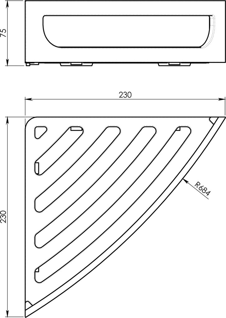 Gedy, Rohová police s hrazdou, 230x75x230 mm, ABS/chrom, CP80