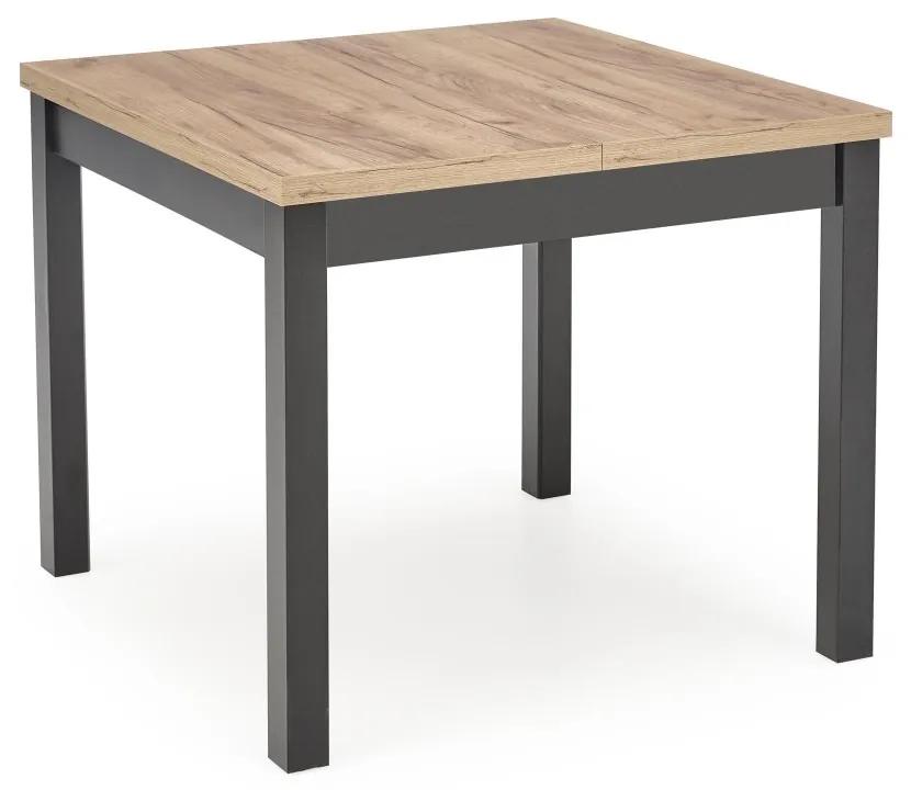 Jídelní rozkládací stůl TIAGO — 90x90x77 (+35), dekor řemeslný dub / černá