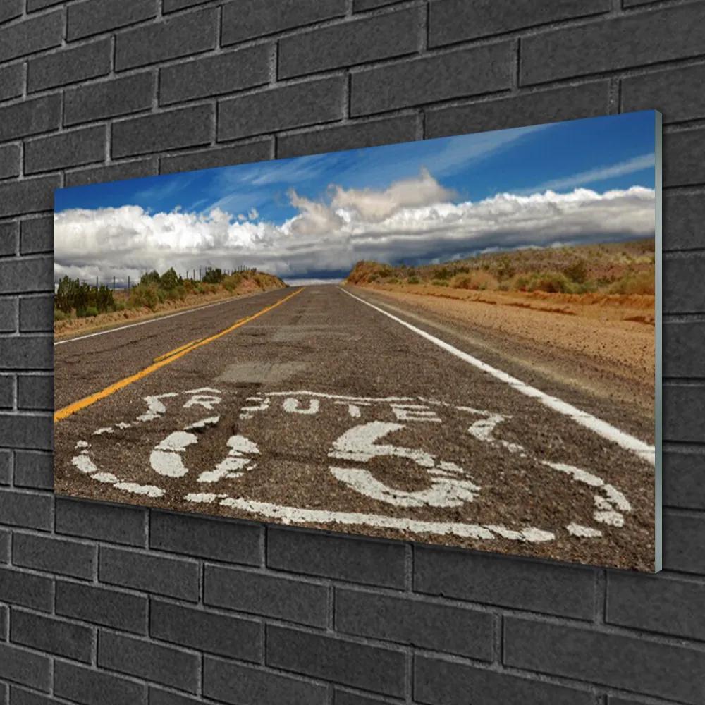 Obraz na skle Cesta na Poušti Dálnice 120x60 cm