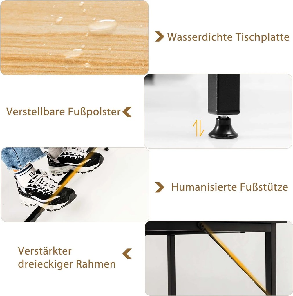 Costway Psací stůl ve tvaru L domácí se 2 policemi – 138 × 60 × 75 cm, přírodní