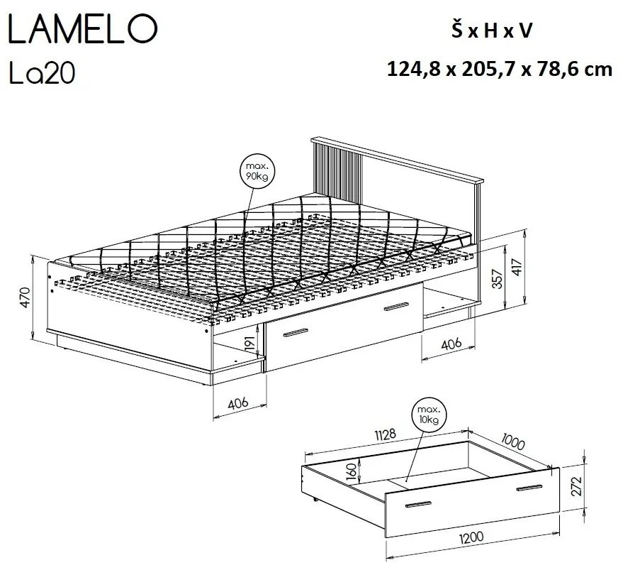 Manželská postel LAMELO 20