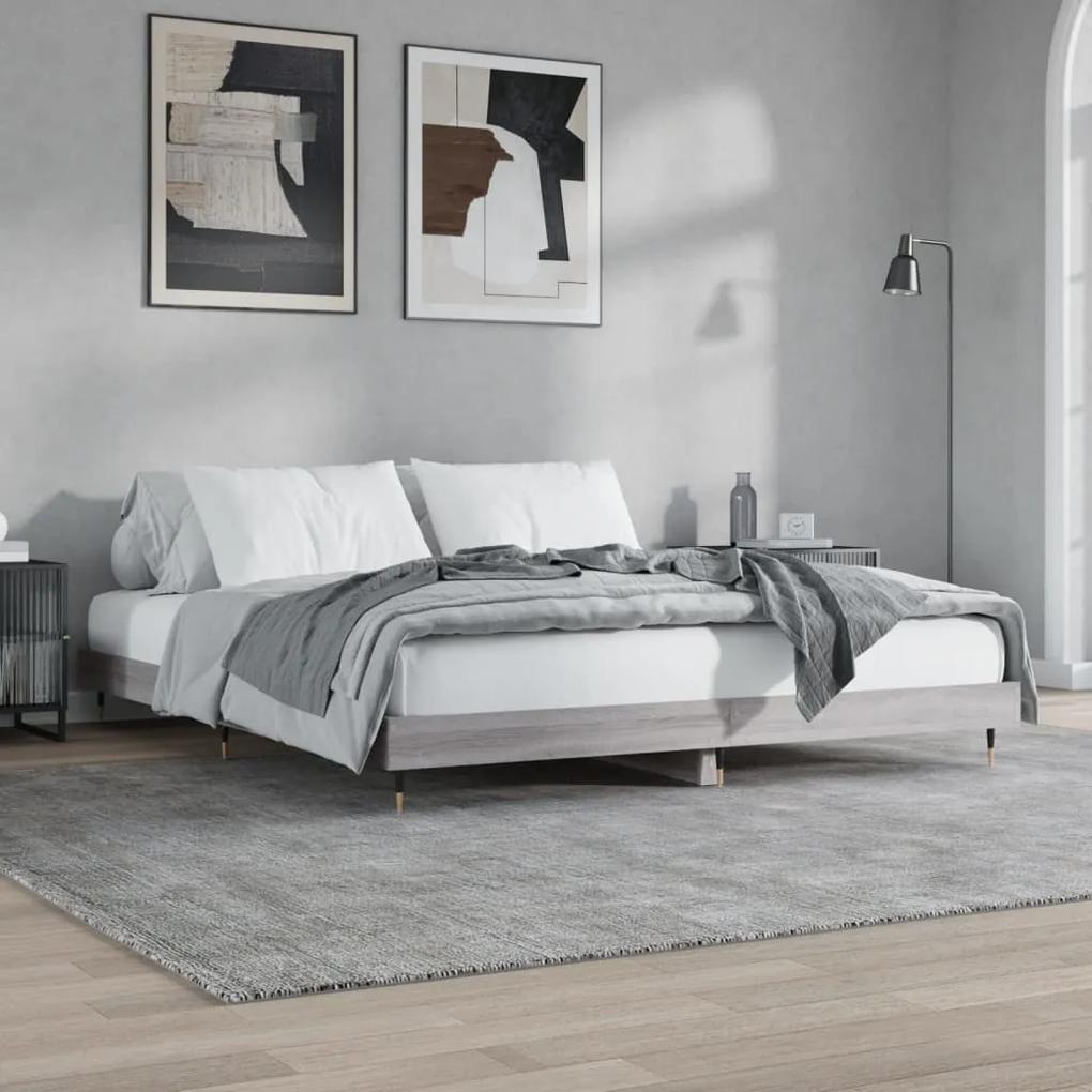 Rám postele šedý sonoma 160 x 200 cm kompozitní dřevo - Default Title