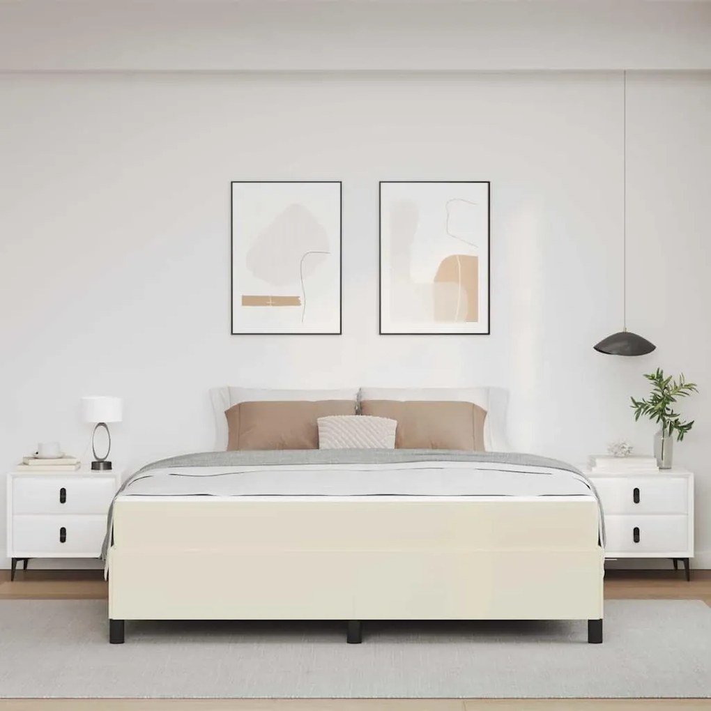 Rám postele s matrací Krémová 180 x 200 cm textil 3399016