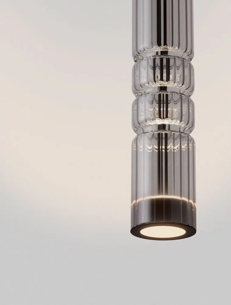 Šedé skleněné LED závěsné svítidlo ø 8 cm Bento – Nova Luce