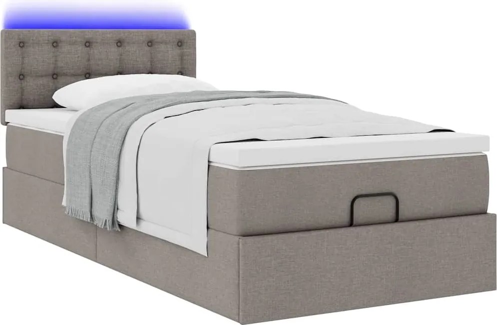Osmanský rám postele s matrací taupe 80x200cm textil 3312433