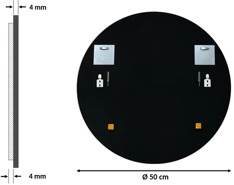 Kulaté zrcadlo do obýváku s černým rámem fi 50 cm