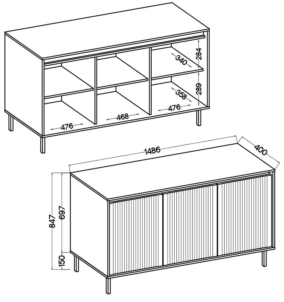 Obývací stěna OSAKA b | 3 díly | béžová