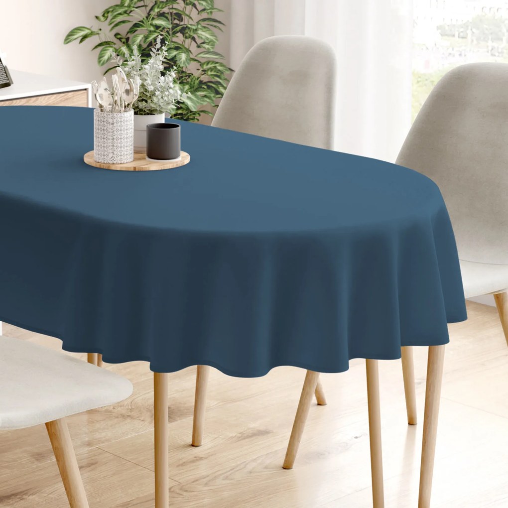 Goldea oválný ubrus 100% bavlněné plátno - námořnický modrý 140 x 200 cm