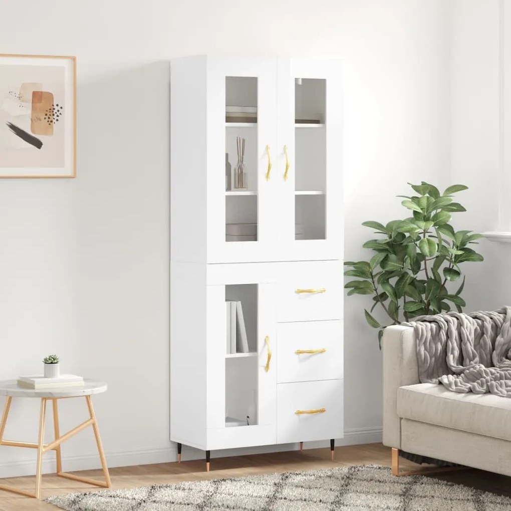 vidaXL Skříň highboard 69,5 x 34 x 180 cm kompozitní dřevo [3198579] Barva: bílá s vysokým leskem