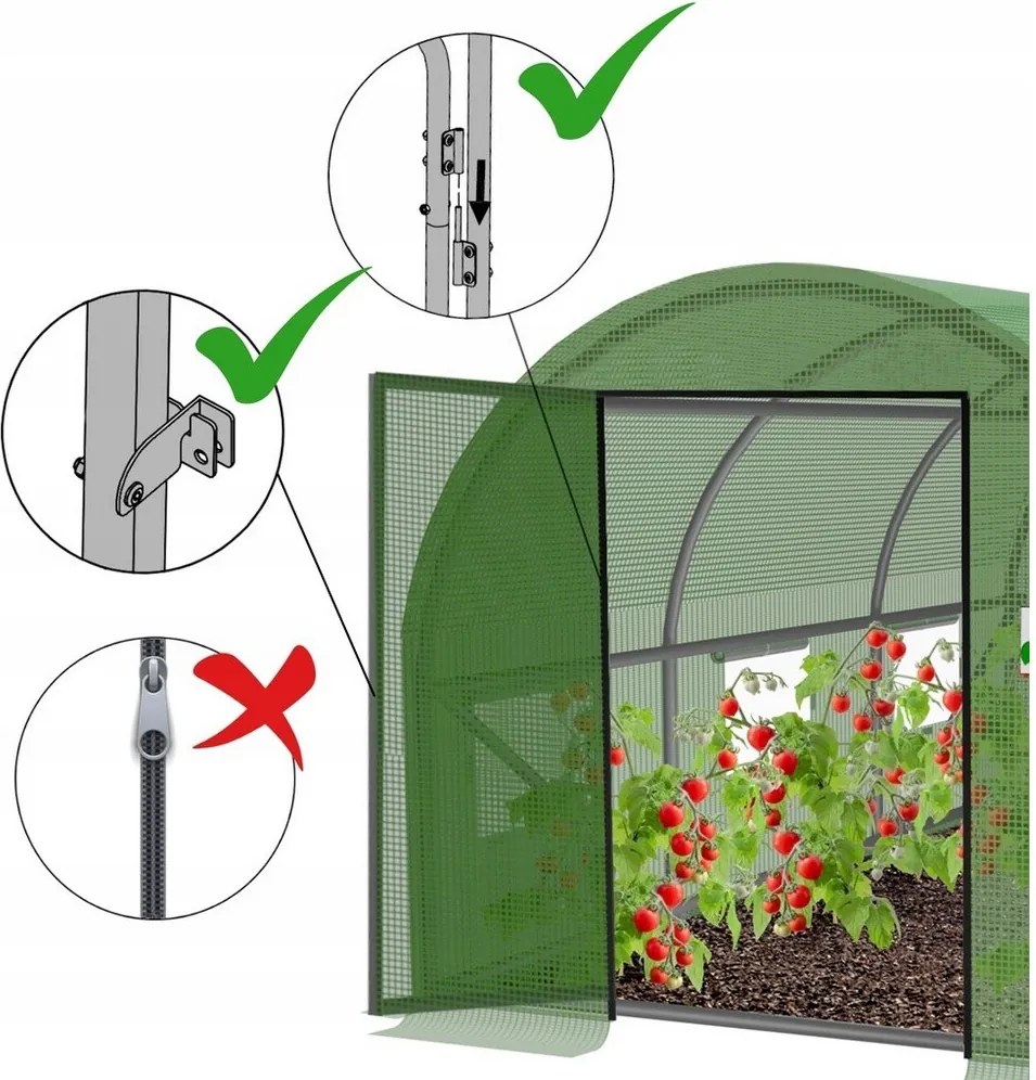 Zahradní fóliovník s pevnými dveřmi, 400 x 250 x 200 m
