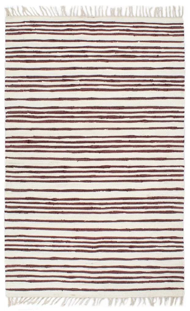 133929 vidaXL Ručně tkaný koberec Chindi bavlna 80 x 160 cm vínovo-bílý