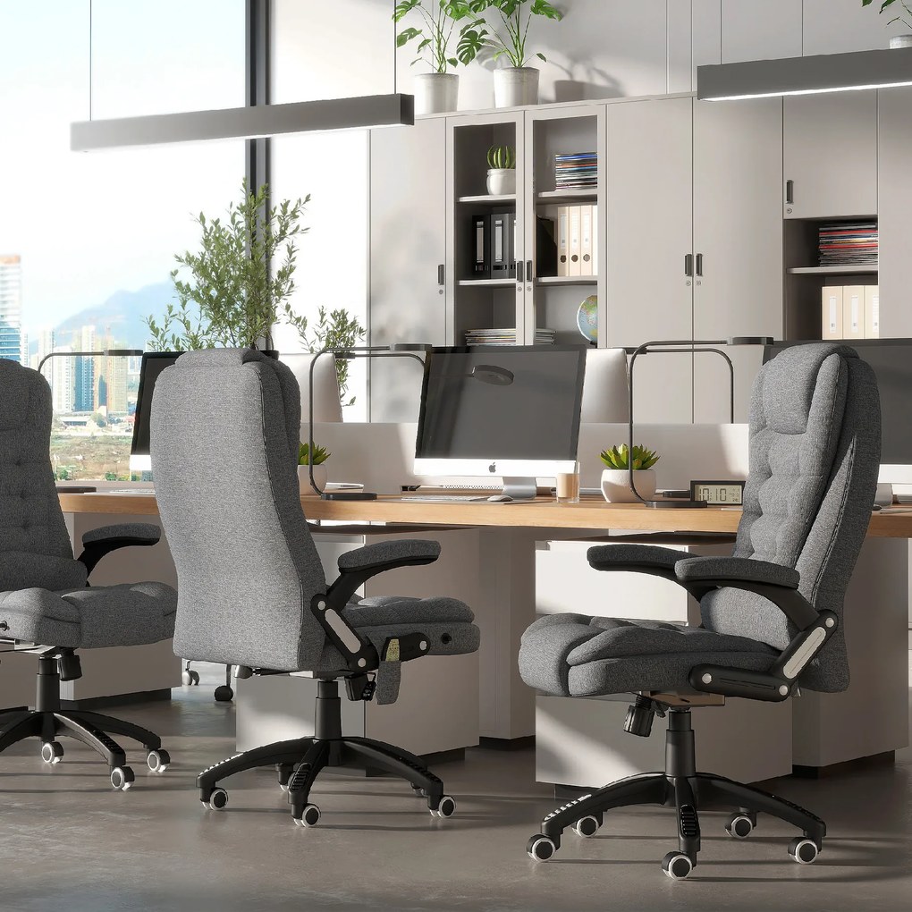 Masážní křeslo Vinsetto manažerské kancelářské křeslo výškově nastavitelné ergonomické masážní šedé 67 x 74 x 116-126 cm