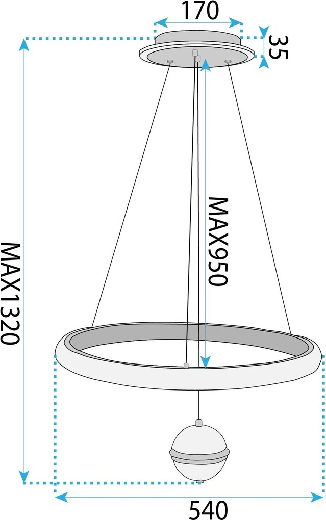 Toolight Závěsné LED osvětlení G142-CP 50 cm zlaté