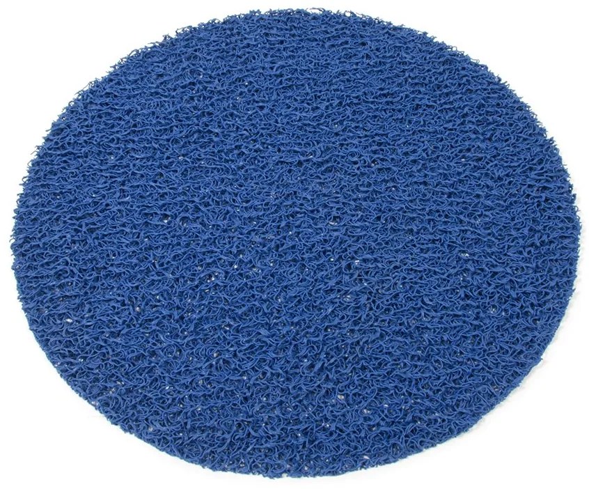 Modrá vinylová protiskluzová sprchová kulatá rohož Spaghetti, FLOMAT - průměr 54 cm a výška 1,2 cm