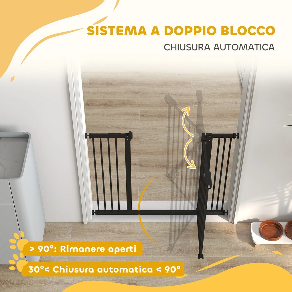 PawHut Dveře pro psy a domácí zvířata s 2 prodlouženími, nastavitelné šířky až 100 cm, s automatickým uzavřením, černé