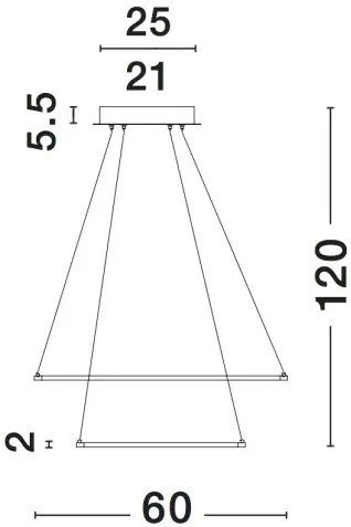 LED lustr Aria 75W 60 chrome