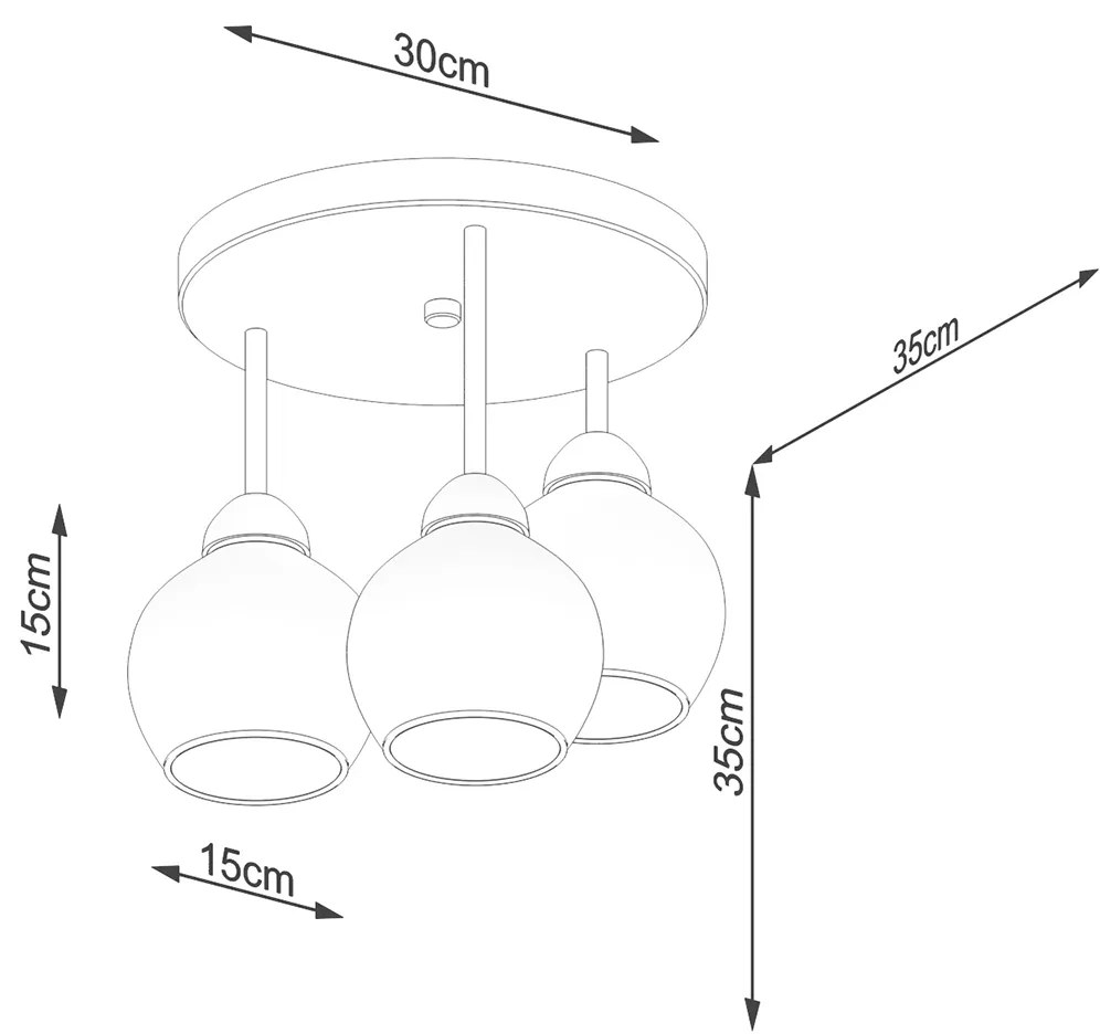 Stropní svítidlo Alino, 3x grafitové skleněné stínítko
