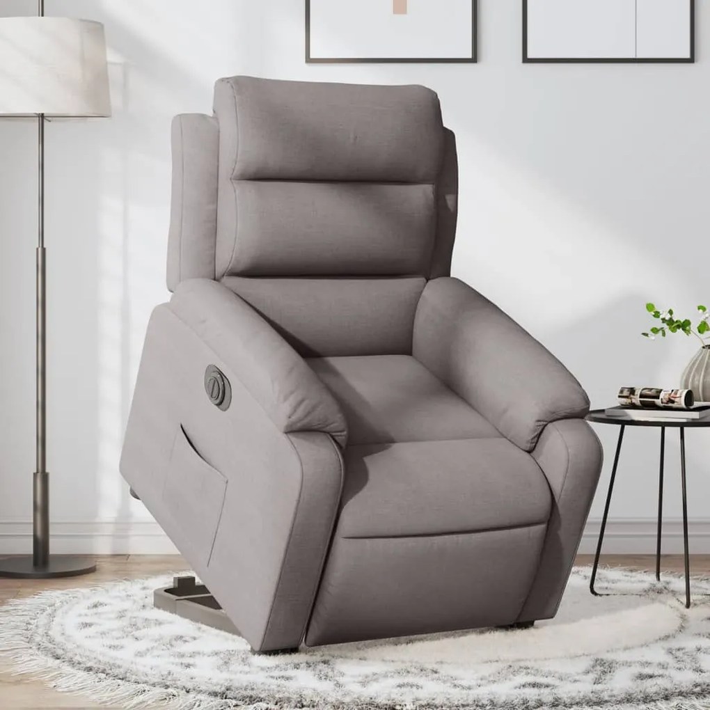 Elektrické zvedací polohovací křeslo taupe textil 3205012