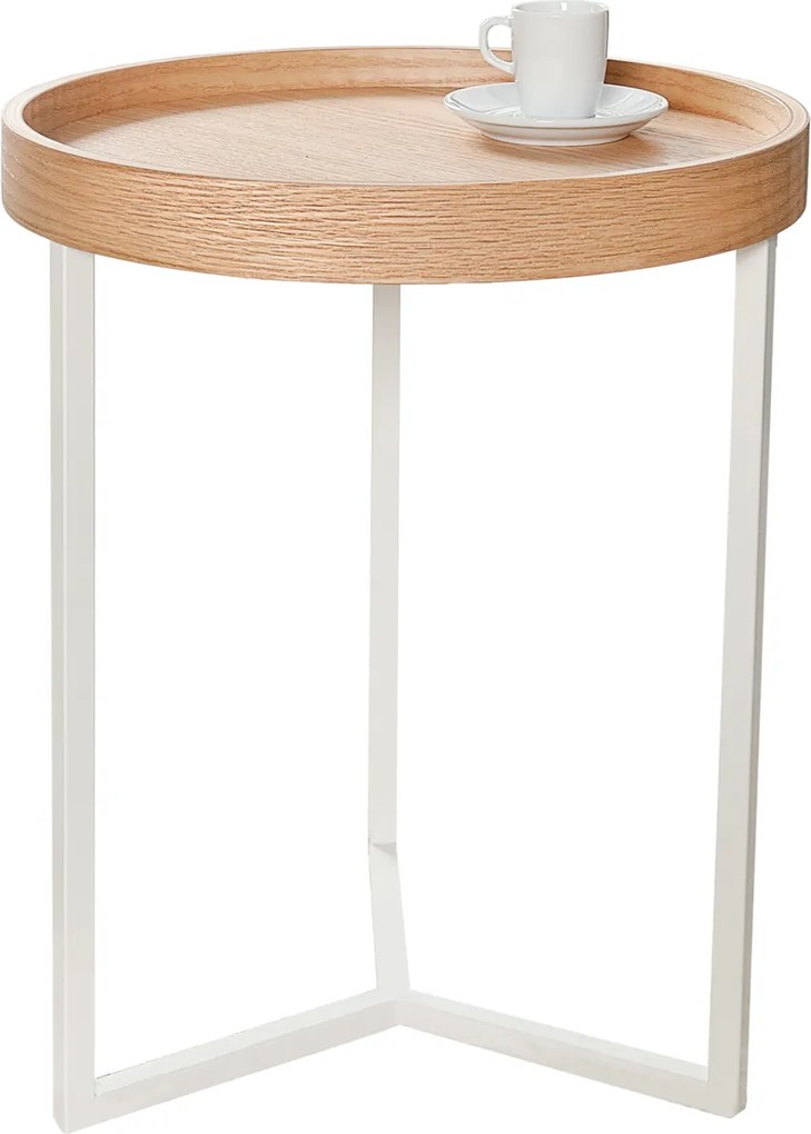 Moebel Living Odkládací stolek VETIL 40 cm, dub/bílá