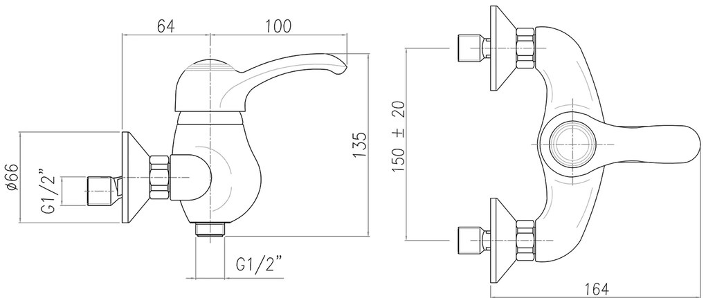 SAPHO KIRKÉ nástěnná sprchová retro baterie, chrom KI11C
