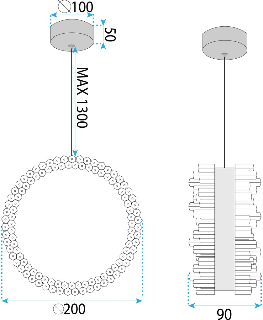 Toolight Toolight, závěsné LED osvětlení 20cm, 14W, 3000K, LHJ098-CP, zlatá, OSW-60043