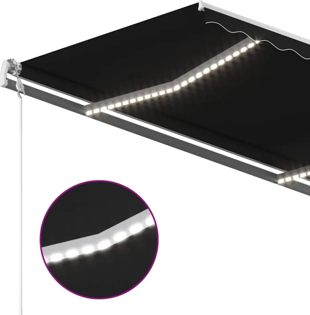 Automatická markýza LED a senzor větru 450 x 300 cm antracitová 3068934