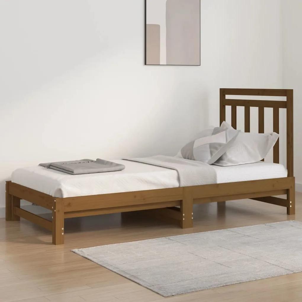 vidaXL Výsuvná postel 2x (90 x 200) cm masivní borovice [3108349] Barva: Černá