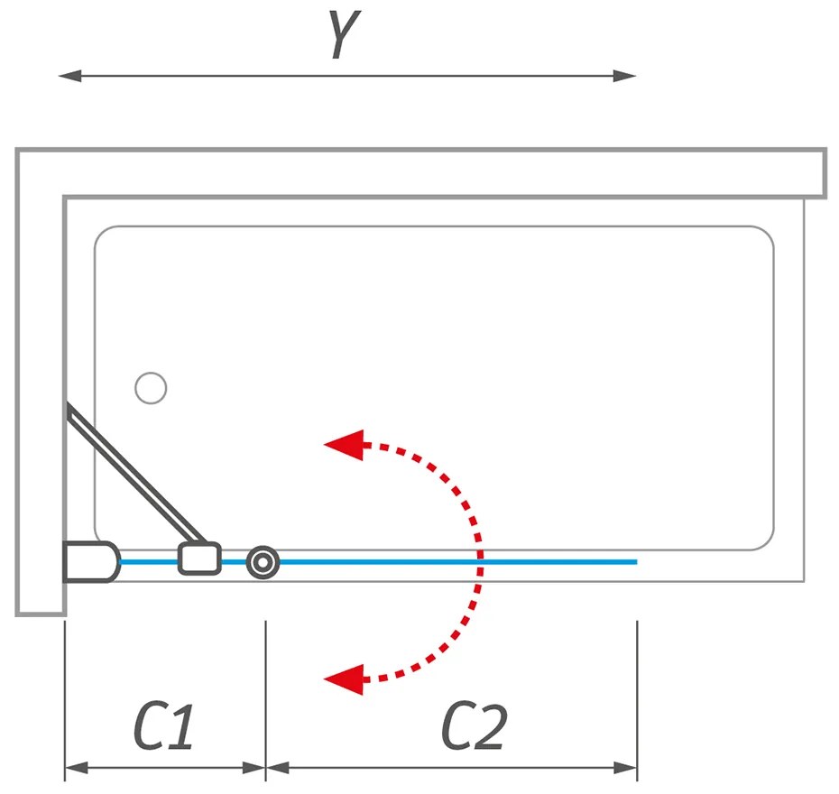 Vanová zástěna oboustranně otevíratelná s pevnou částí TV2 1427 mm 970-980 Transparent S Brillant TV2 430 540 732-9700000-00-02