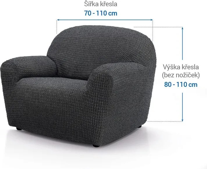 Super strečové potahy RUBINIA antracitová křeslo (š. 70 - 110 cm)