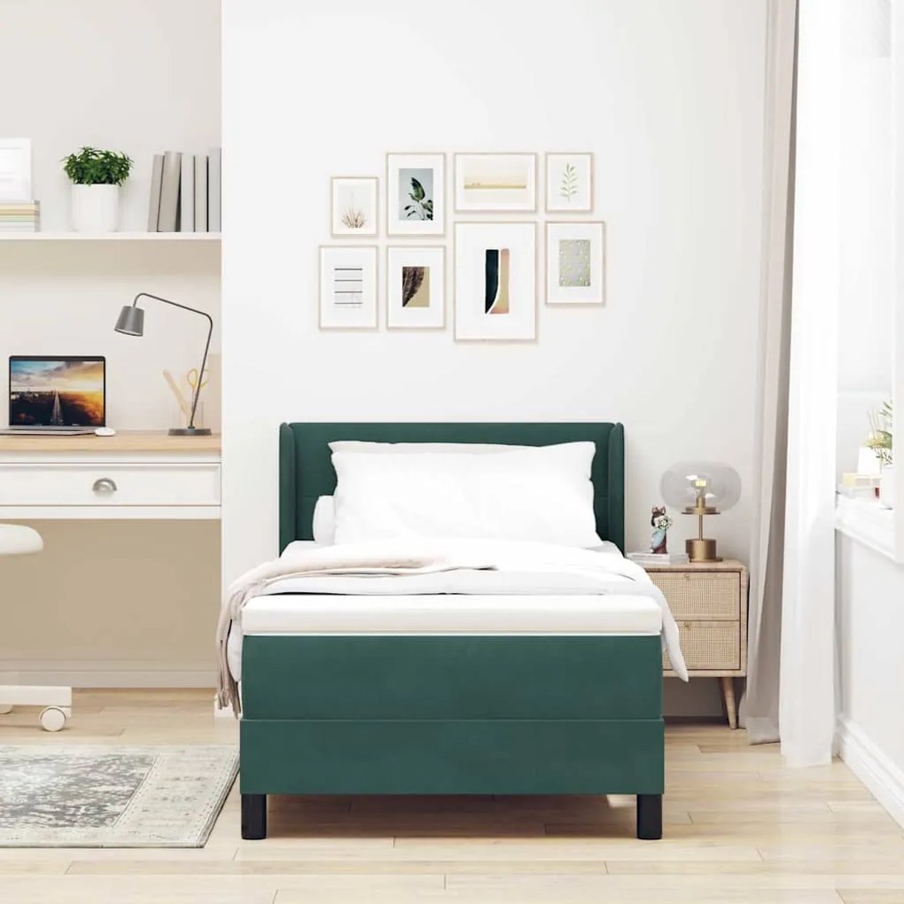 Postel s boxspringem s čelo Tmavě zelená 190 x 90 cm samet 3341447
