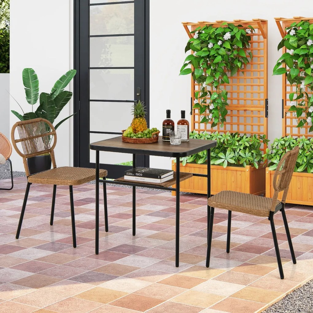 Costway 3-dílný. Garden furniture set, balcony furniture s 2 rattan chairs