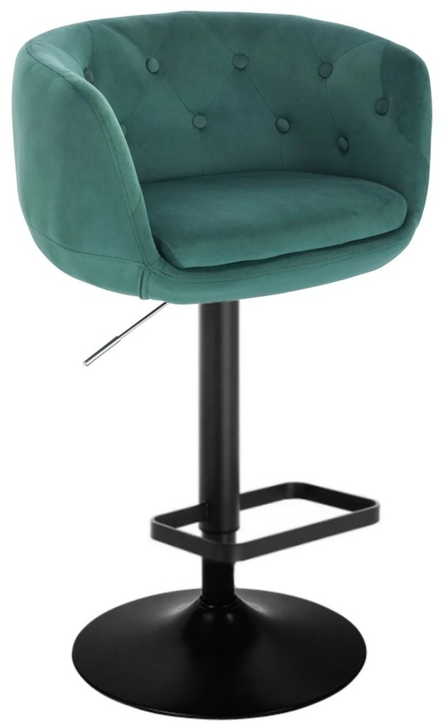LuxuryForm DESIGN Barová židle MONTANA VELUR na černé kulaté podstavě - zelená