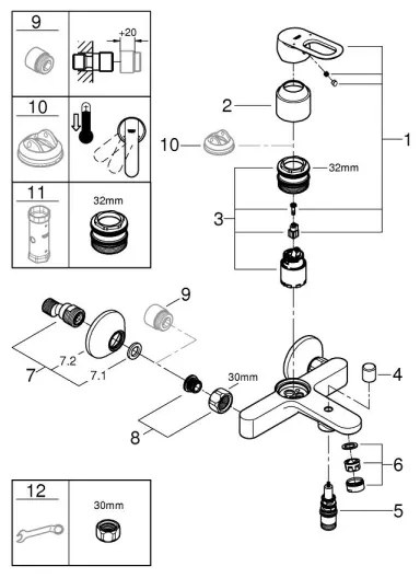 GROHE 23603000 - Vanová baterie BAULOOP DN 15 lesklý chrom