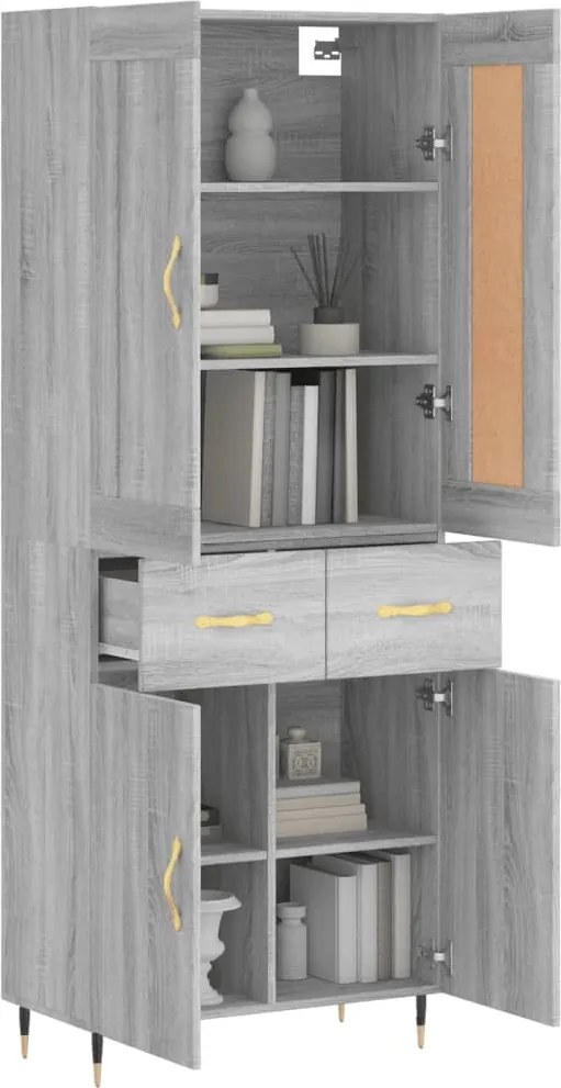 vidaXL Skříň highboard 69,5 x 34 x 180 cm kompozitní dřevo [3199863] Barva: hnědý dub