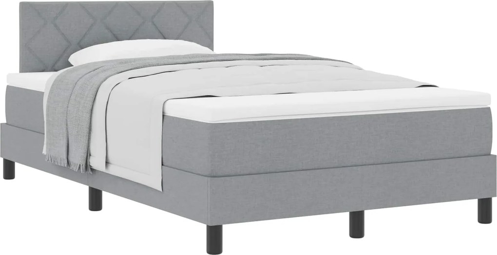 Postel s boxspringem s čelo Světle šedá 120 x 190 cm textil 3338748