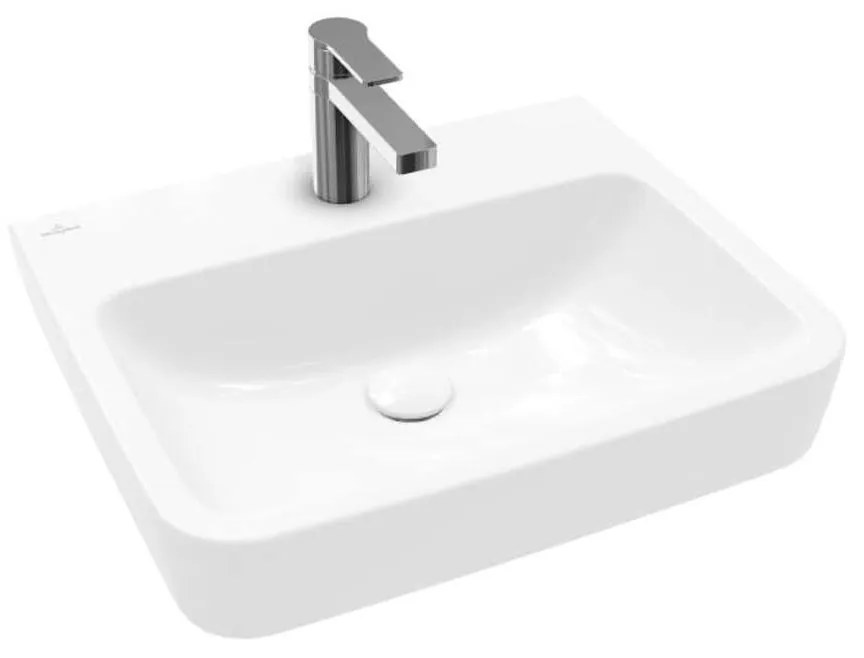 Villeroy & Boch O.novo - Umyvadlo na desku, 55x46 cm, bez přepadu, otvor pro baterii, AntiBac, CeramicPlus, alpská bílá 4A41MJT2