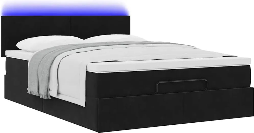Osmanský rám postele s matrací černá 140x190cm samet 3312550