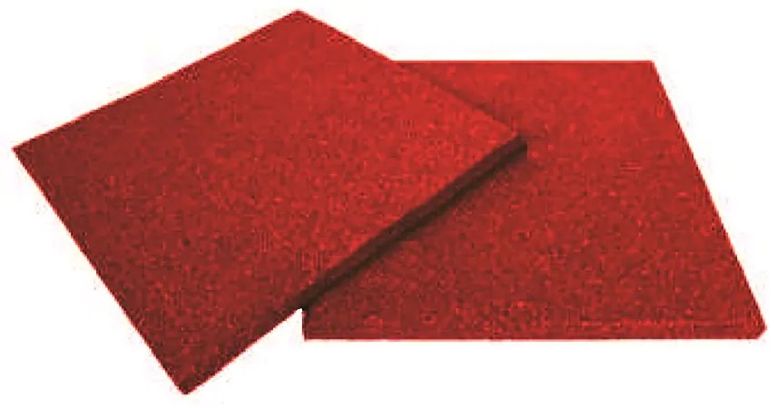 Červená gumová dlaždice (V20/R00) - délka 50 cm, šířka 50 cm a výška 2 cm