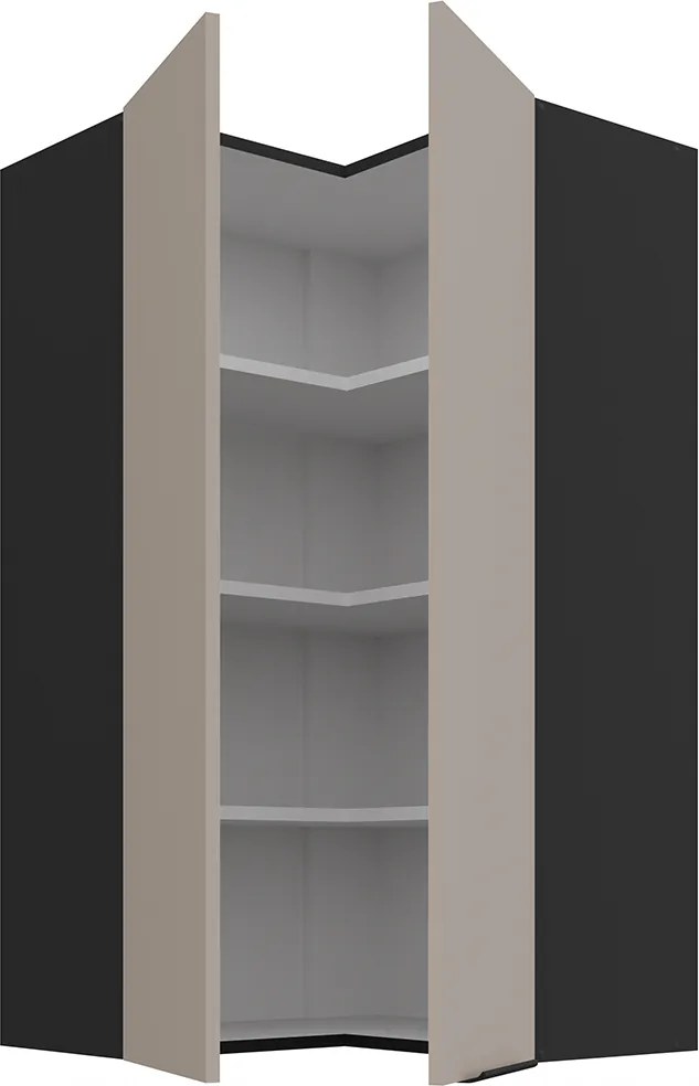 ARIA cb | horní kuchyňská skříňka 60x60 GN-108 2F (90°) rohová s policemi | EXTRA VYSOKÁ | 60x60 cm | černá/béžová