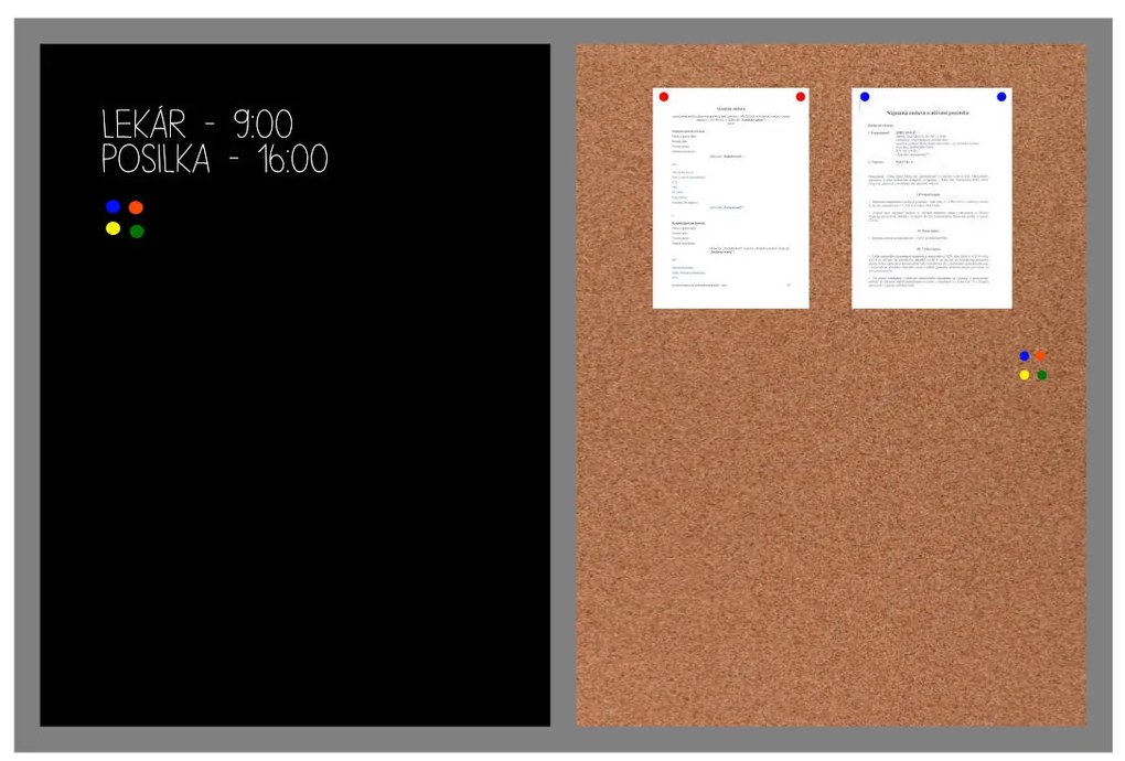 Toptabule.sk  Kombinovaná tabule černá v dřevěném rámu + 8 barev rámu 120x90 cm