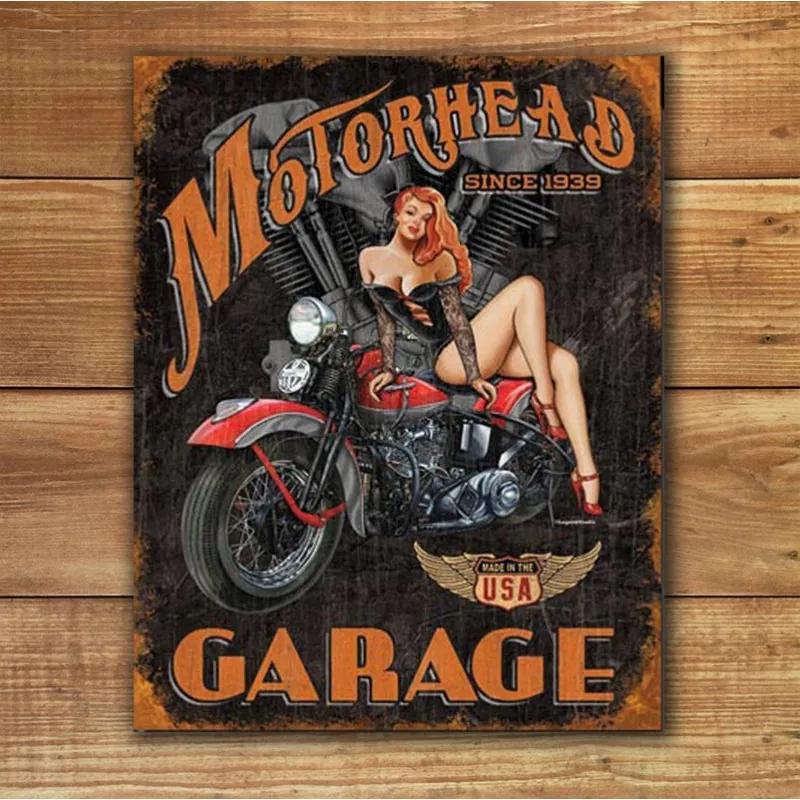 Plechová cedule Legends - Motorhead Garage 40 cm x 32 cm