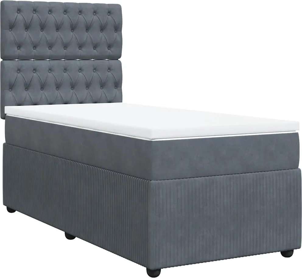 Box spring postel s matrací tmavě šedá 90x200 cm samet 3294545