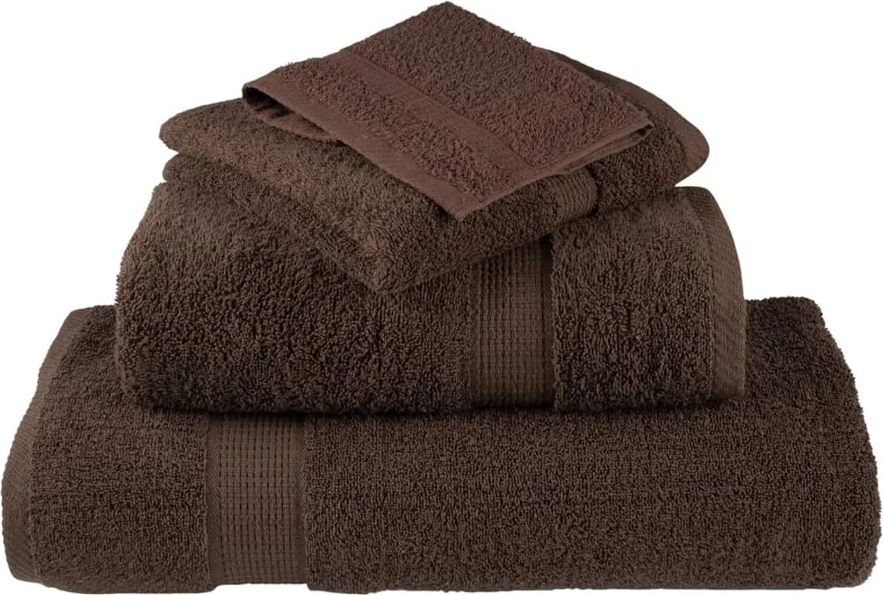 Prémiové ručníky do sprchy SOLUND 10 ks hnědé 70x140 cm 600 g/m² 137238