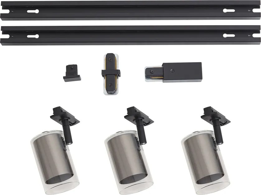 Moderní kolejnicový systém černý se 3 bodovými světly Gunmetal 1-fázový - Iconic Lloyd