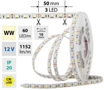 LED pásek McLED 12V teplá bílá š=10mm IP20 14,4W/m 60LED/m SMD5050 ML-121.600.60.2