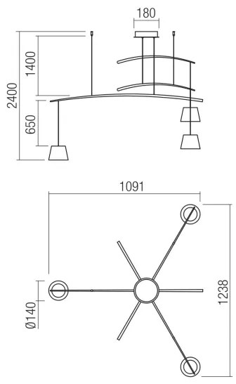 Redo 01-1525 - LED Lustr na lanku LOLLI 3xLED/6W/230V černá