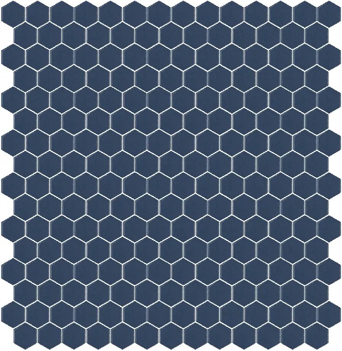 Hisbalit Obklad skleněná modrá Mozaika 319B MAT hexagony  hexagony 2,3x2,6 (33,33x33,33) cm - HEX319BMH
