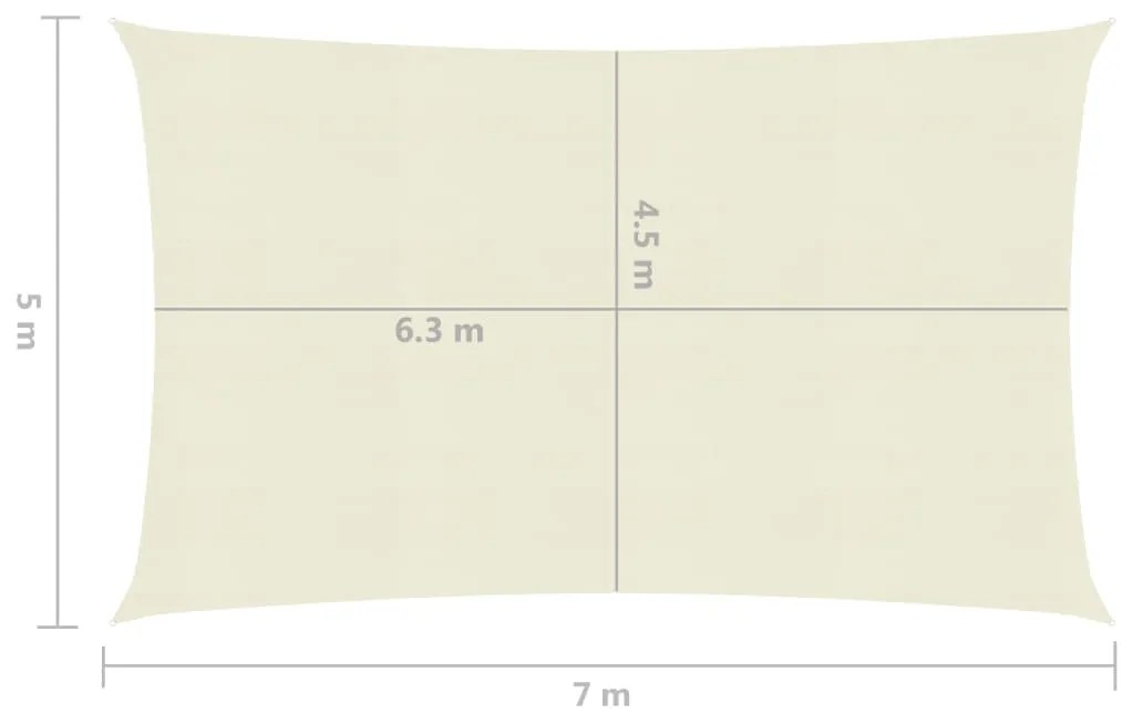 vidaXL Marketos Plachta proti slunci 160 g/m² krémová 5 x 7 m HDPE
