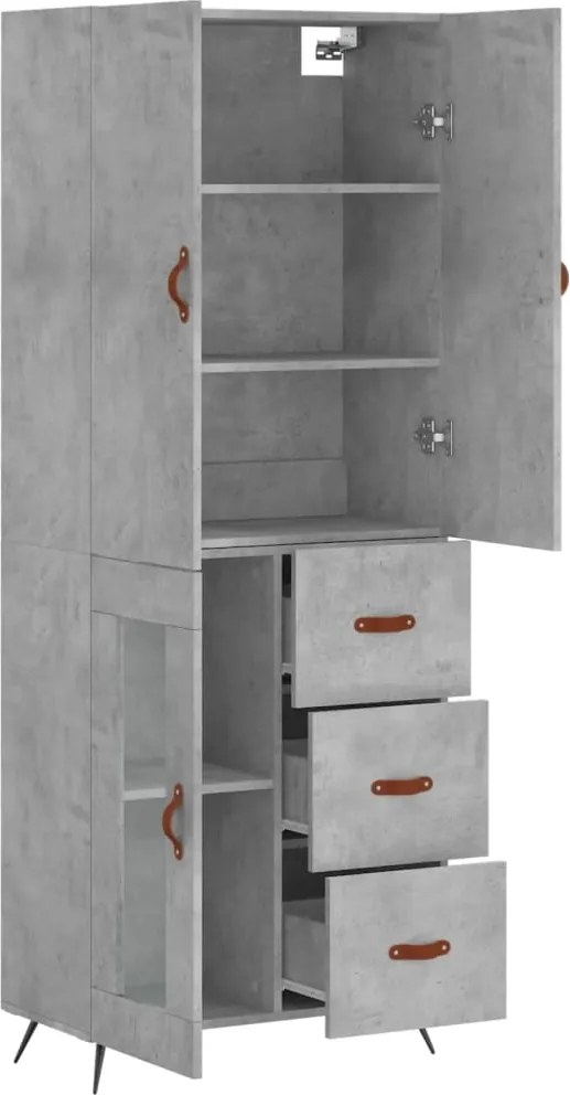 Skříň highboard betonově šedá 69,5x34x180 cm kompozitní dřevo 3195935